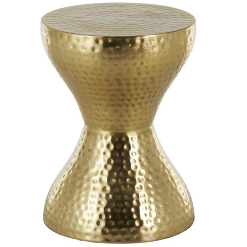 14" x 19" Gold Metal Hammered Dimple Patterns Accent Table with ...