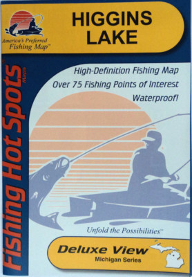 Higgins Lake Detailed Fishing Lake Map, GPS Pts, Waterproof, Depth ...