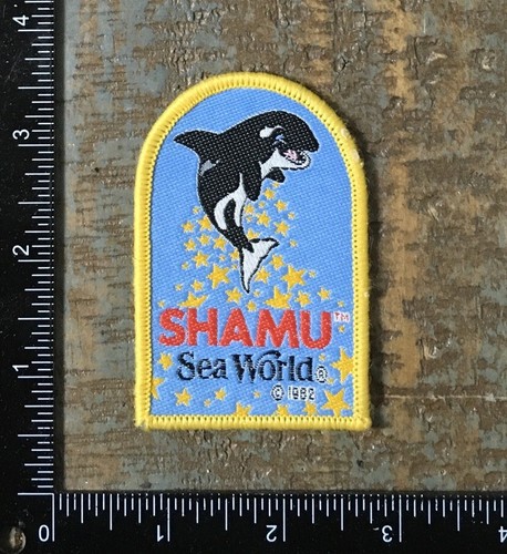Vintage SHAMU SEA WORLD Theme Park Travel Souvenir Woven Iron-On Patch ...