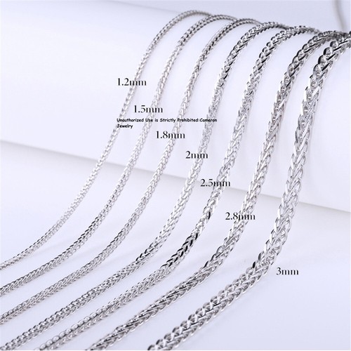 Pure S999 Fine Silver 999 Chain Men Women 1.2-3mm Wheat Link Necklace ...