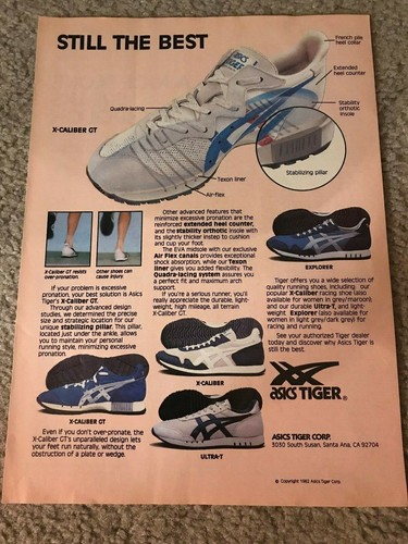 1982 ASICS TIGER Running Shoes Poster Print Ad ULTRA-T EXPLORER X-CALIBER GT 80s | eBay