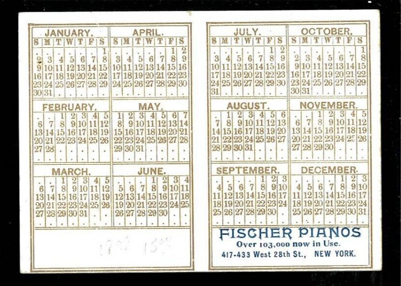trade card, FISCHER PIANOS Calender 1898, NEW YORK, S6D-TC--3123 | eBay