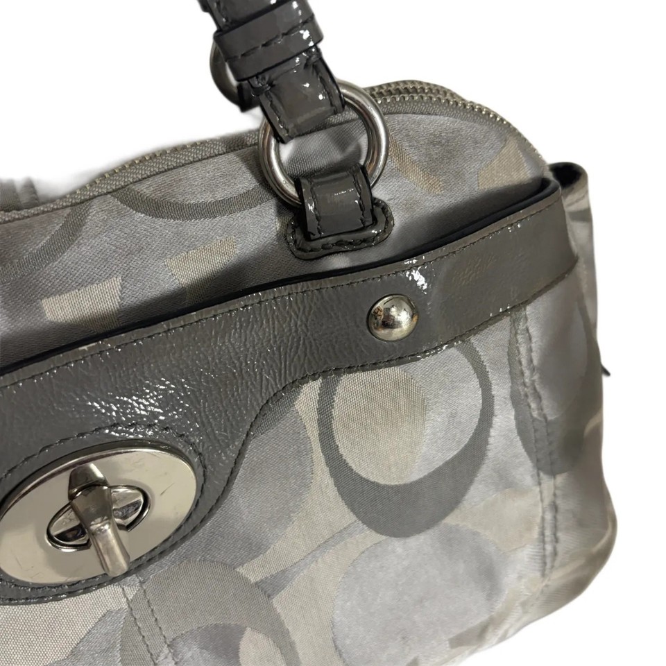 Coach Penelope Optic Signature Turn Lock Shoulder Bag Silver | eBay