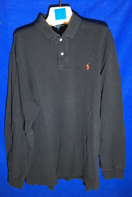 Polo Ralph Lauren Mesh Black Long Sleeve Men's Size XXL Cotton Shirt ...