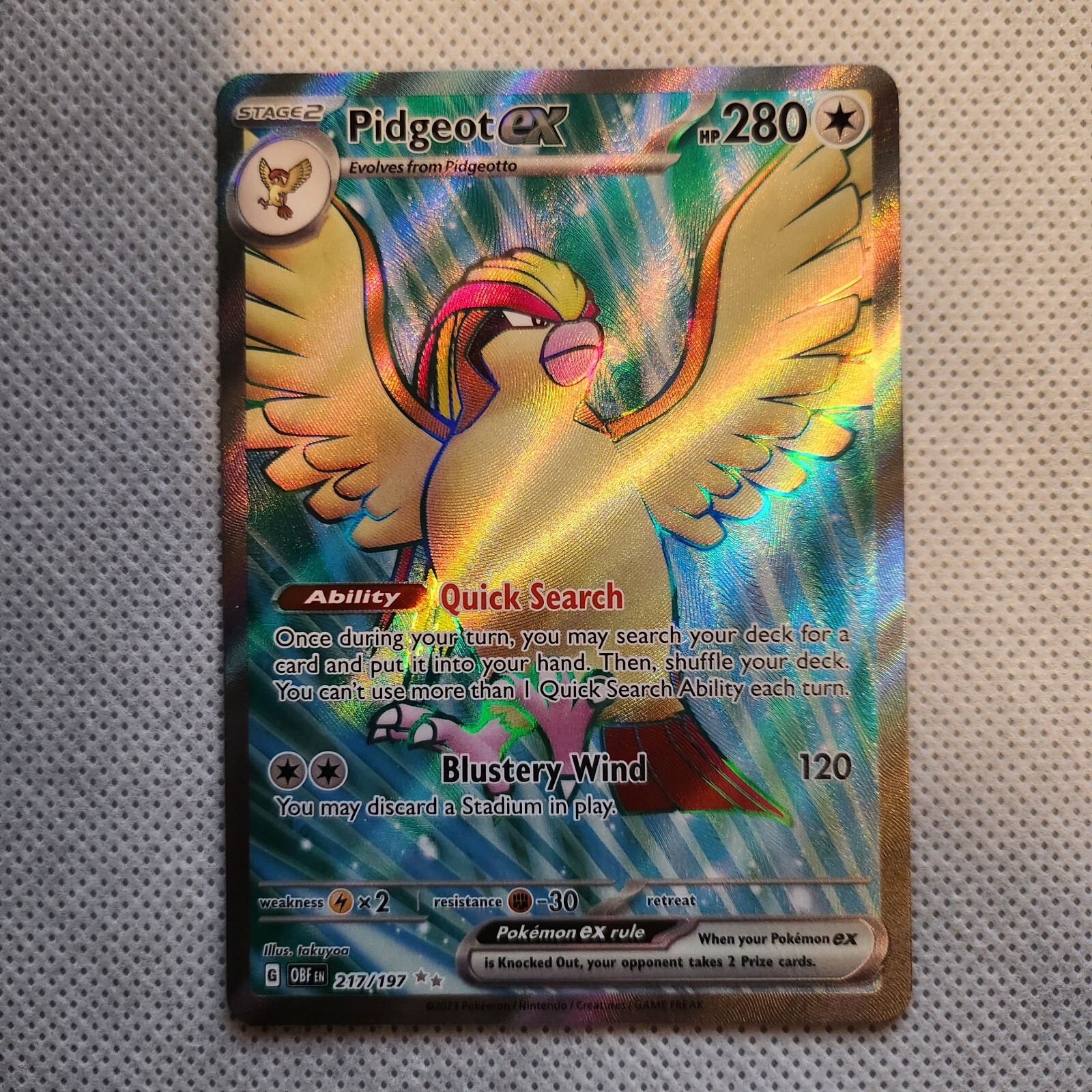 Pidgeot EX 217/197 | Obsidian Flames | Full Art Ultra Rare | Pokemon ...