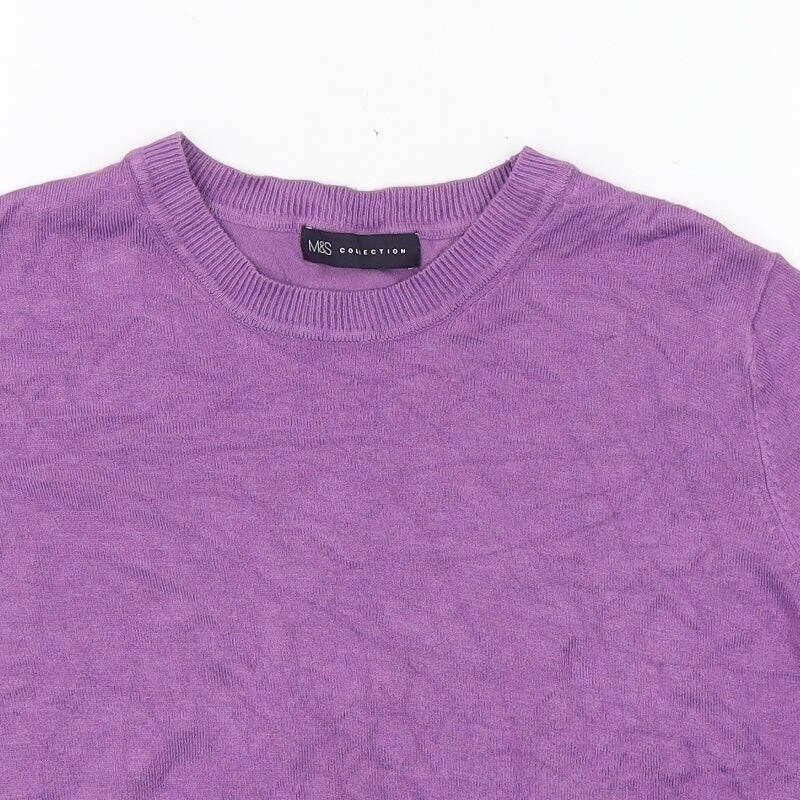 Marks and Spencer Womens Purple Round Neck Viscose Blend Jumper Size 16 ...