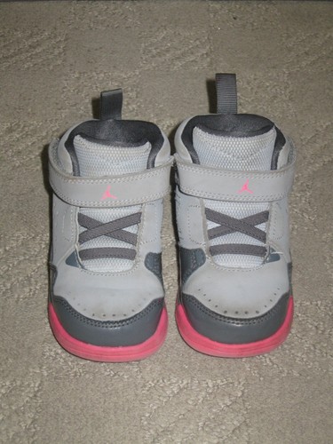 Kids Air Jordan Flight Basketball Shoes Pink Grey Size 7C 645052-018 | eBay