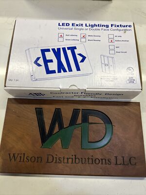 Contractor Friendly Design LED Exit Sign Red Lettering Battery Backup ...