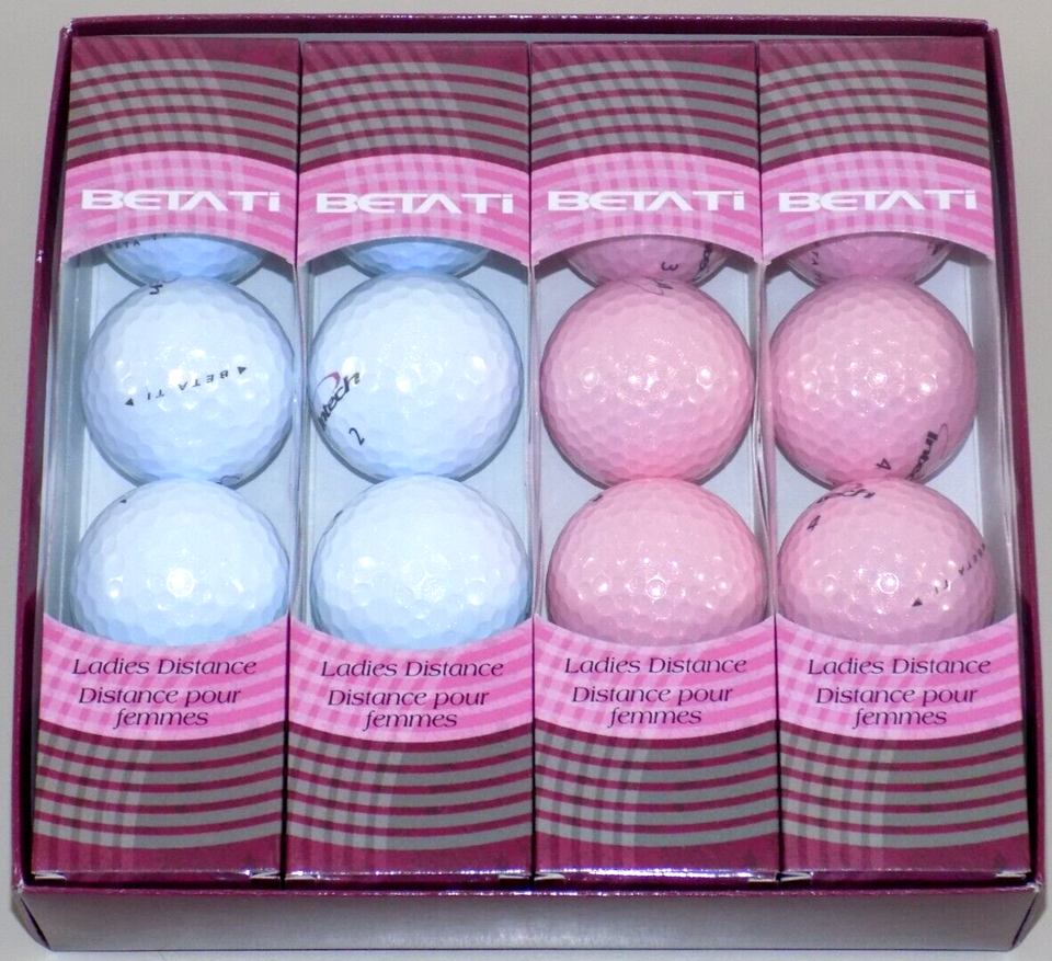 NEW 16-PACK INTECH BETA TI LADIES DISTANCE GOLF BALL PINK/WHITE FREE ...