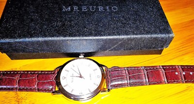 Mreurio Quartz Wristwatch Genuine Leather Rose Gold Diamonds Brown ...