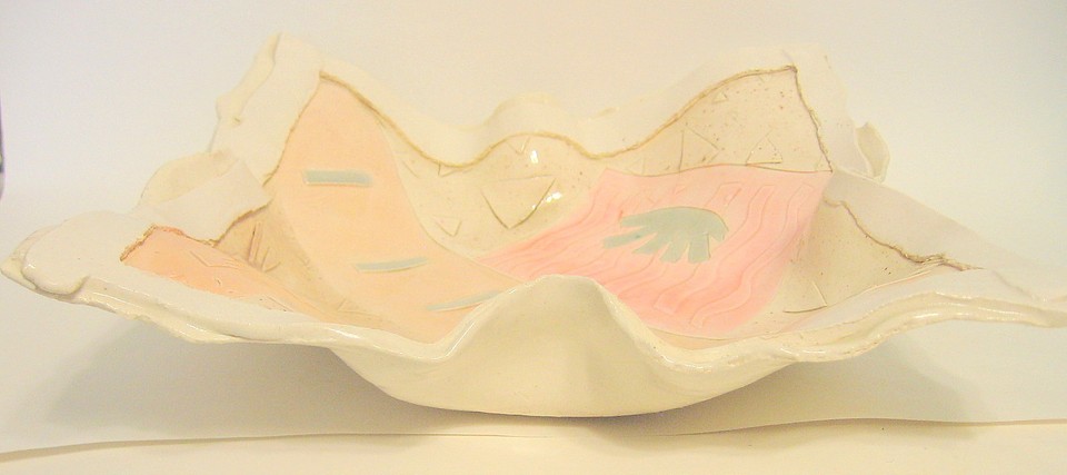 Abstract Hand Built Ceramic Plate Geometric Shapes Large | eBay