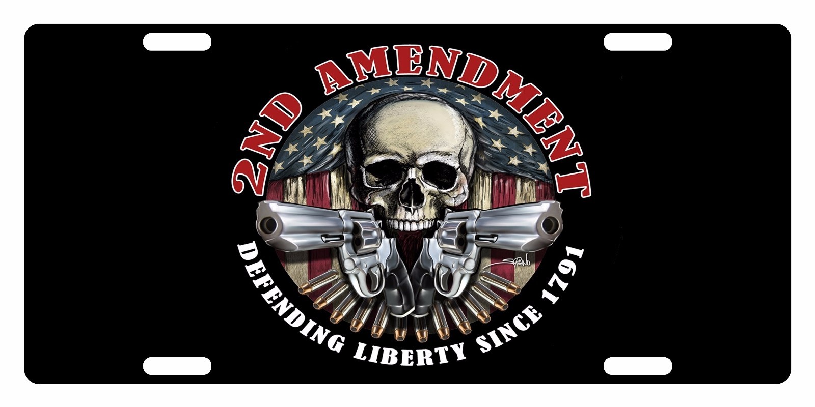 2ND AMENDMENT Custom License Plate PATRIOTIC Emblem DEFENDING Version ...