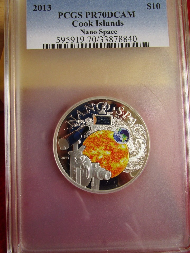 2013 $10 Cook Islands Nano Space PCGS NGC PR70 Silver Coin w/ Nano Chip ...