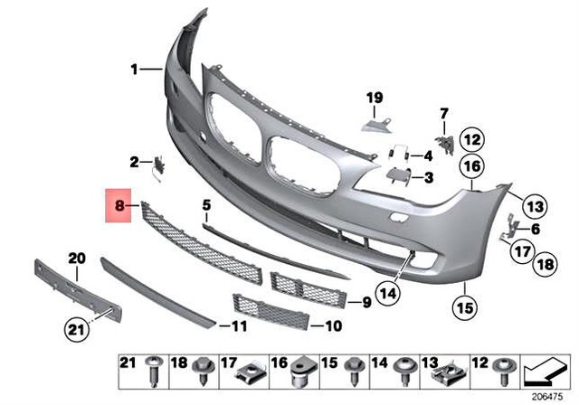 Genuine BMW 7 Series F01 Front Lower Bumper Air Inlet Grille Center for ...