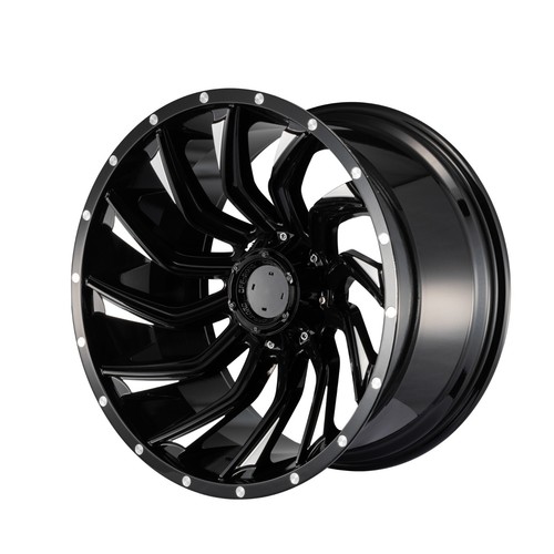 22 X 12 In Gloss Black Milling Wheels Rim 5x135 / 5x139.7 Wheel ET -44 ...