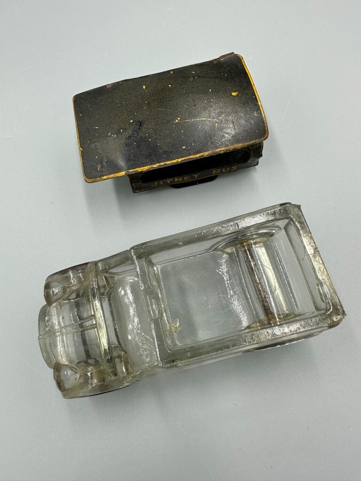 1910s WEST BROS Tin & Glass JITNEY BUS CANDY CONTAINER Antique A&E 114 ...
