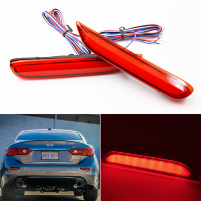 Red Rear Bumper Brake Lights w/Sequential Turn Signal For Infiniti Q50 ...