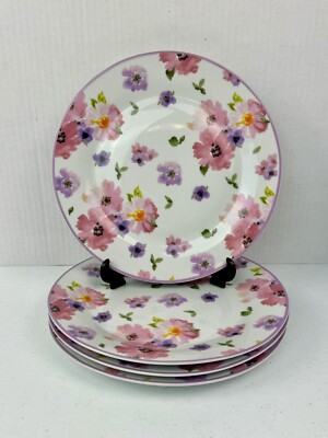 Ten Strawberry Street Dinner Plates Multicolored Florals Set Of 4 NEW ten-strawberry-street-dinner-plates-multicolored-florals-set-of-4-new