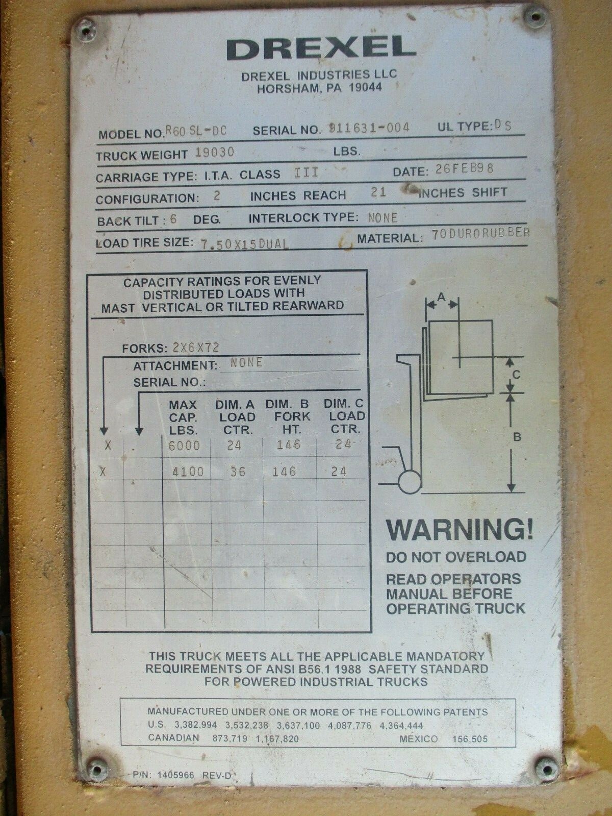 Drexel R60SL Swingmast Forklift, Pneumatic model: R60SL-DC | eBay