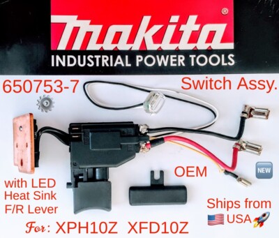 MAKITA 650753-7 OEM Switch Assy. + LED Circuit + H/Sink for XPH10Z ...
