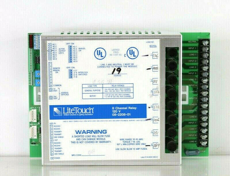 LiteTouch Savant 8 Channel Relay Module 08-2208-01 120v for sale online ...