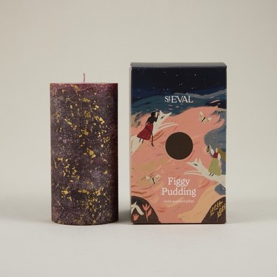 St Eval Figgy Pudding Gold Marbled Pillar Candle | eBay UK