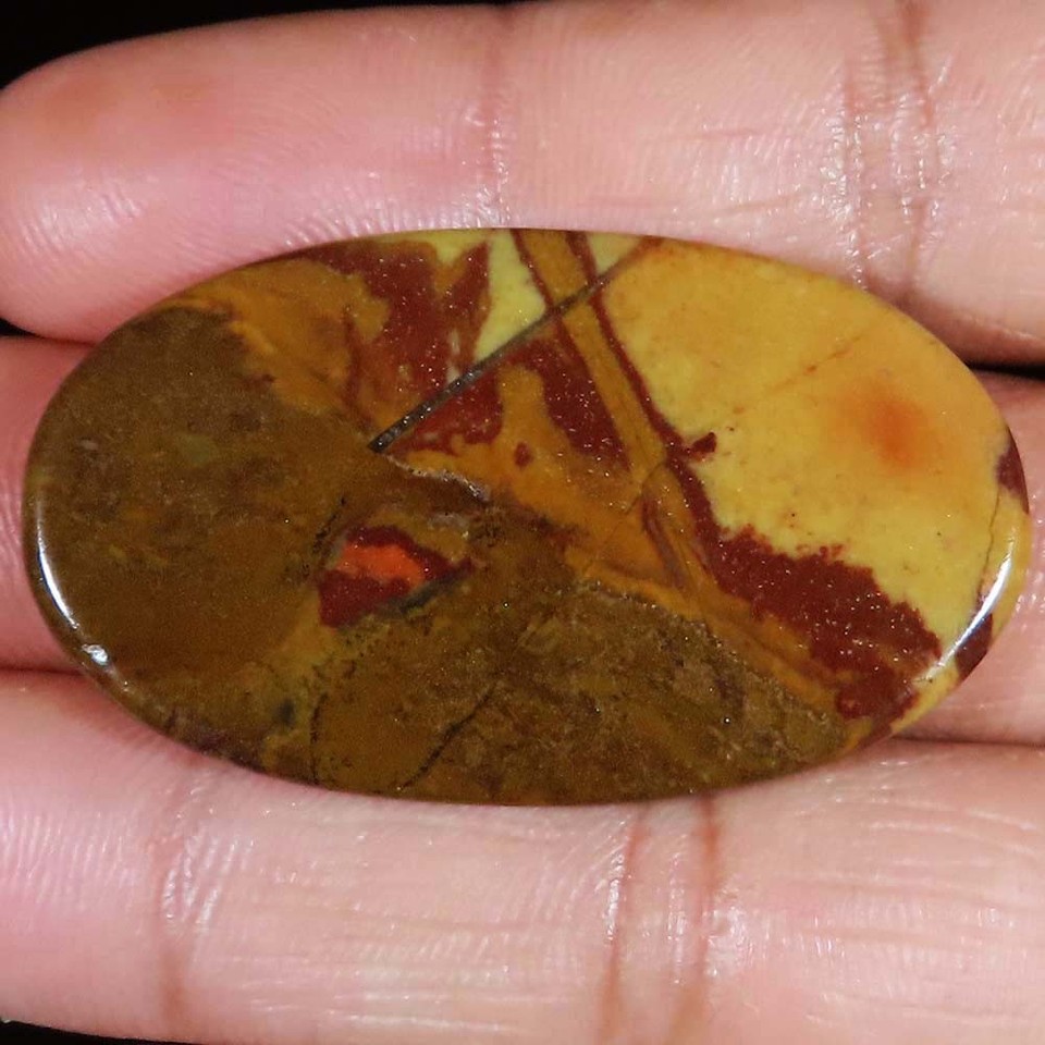 61,24 Cts Pierre Jasper Naturelle Ovale Cabochon Gemme Libre 26x46x5 Mm ...