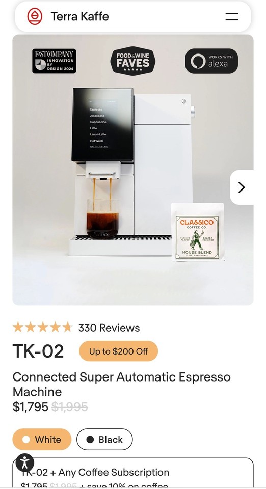 Terra Kaffe TK-02 Super Automatic Espresso Machine Black | eBay