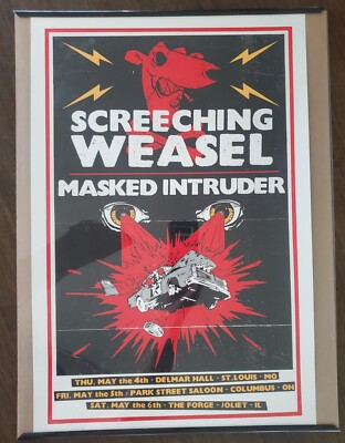 Screeching Weasel 15"x24" Tour Concert Poster 2017 3 Gigs Masked ...