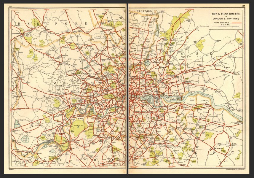 LONDON. Bus & Tram Routes of London & | Grelly UK