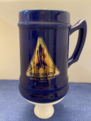 Mug Space Shuttle Kennedy Space Center Florida Vintage BLUE WITH GOLD 6 ...