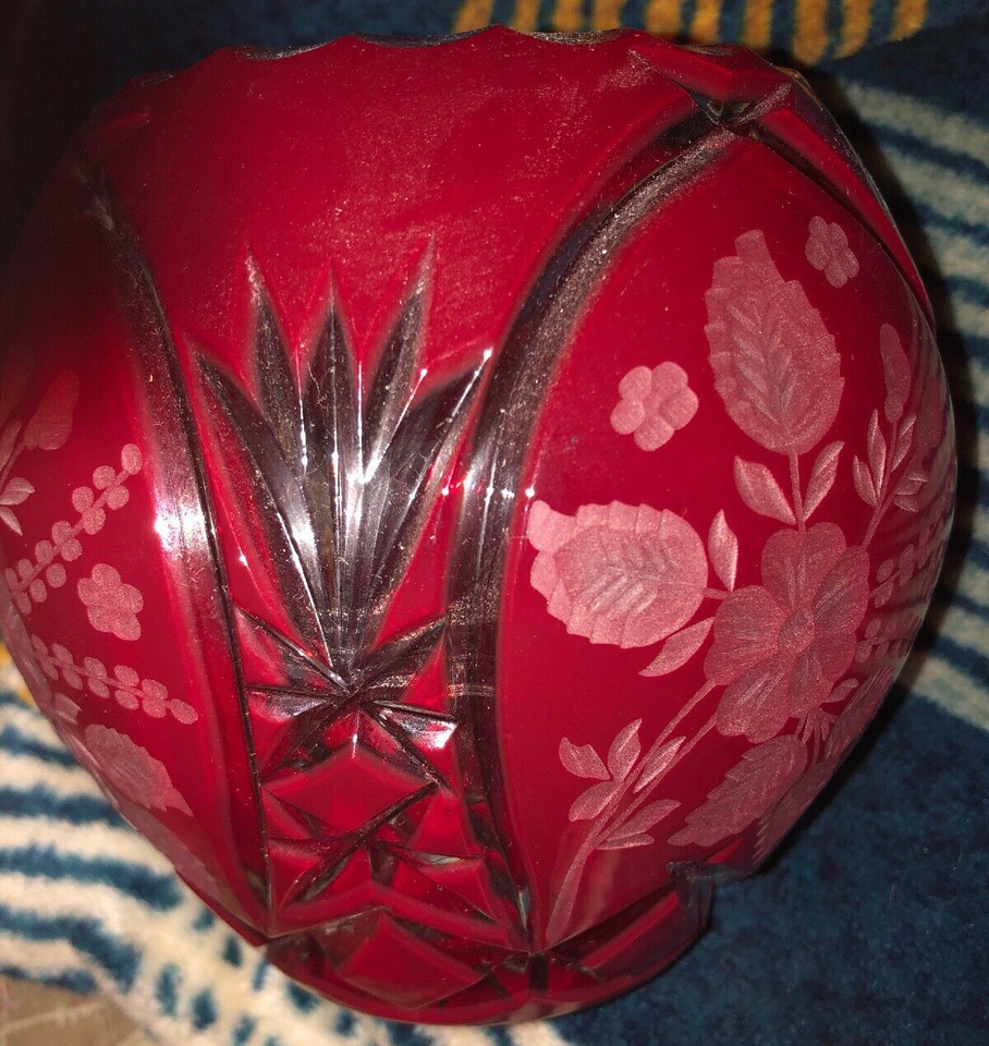 Russian Crystal Cut Glass Vase - Gus Khrustalny - Ruby Red PbO 24%. | eBay