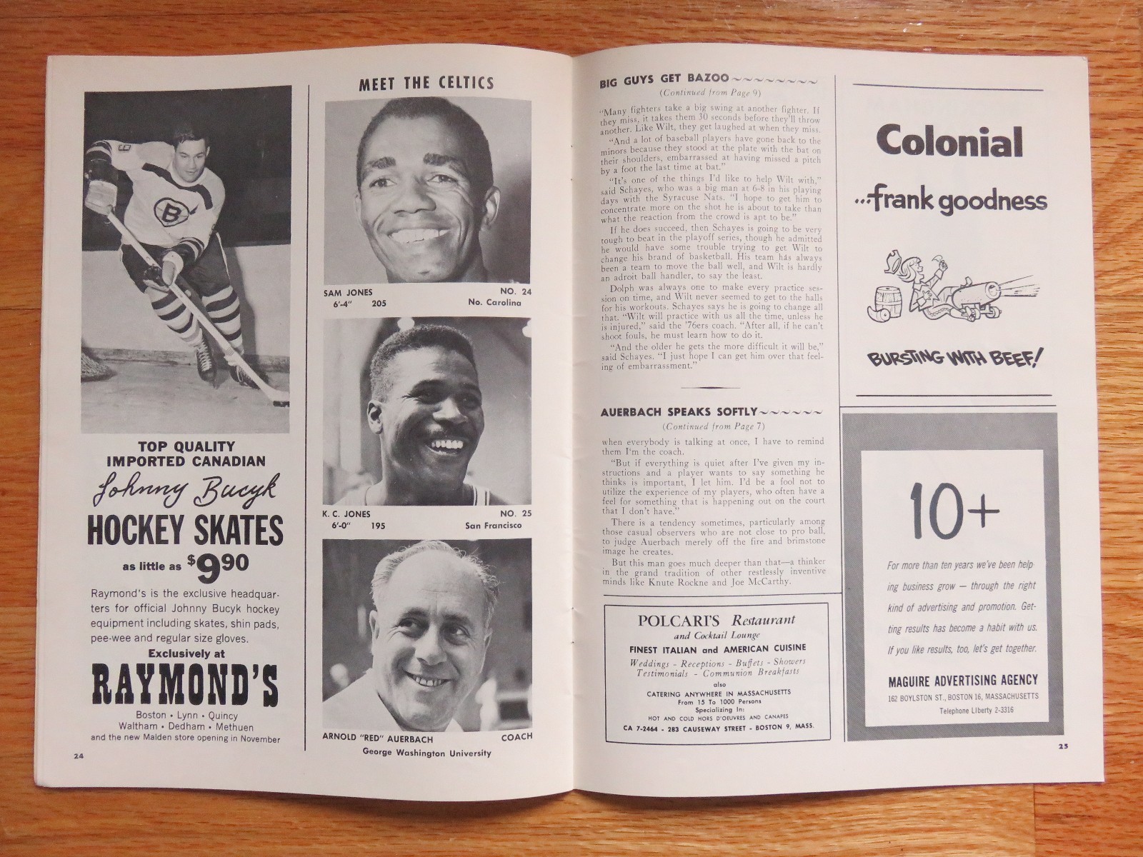 1965 BOSTON CELTICS vs BALTIMORE BULLETS Program BILL RUSSELL vs WALT ...