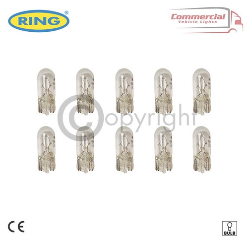 10 X RING R501 W5W CAR SIDELIGHT SIDE LIGHT BULB 501 12V 5W PUSH FIT ...