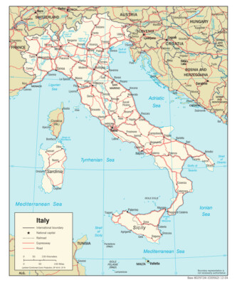 Italy Road Highway Transportation Transport Map Country Nation Print | eBay