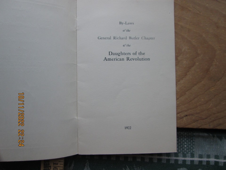 By-laws general Richard Butler chapter daughters of the american ...