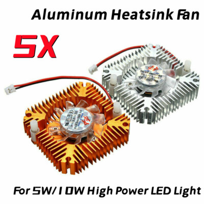 5x Aluminum Heatsink w/ Fan for 5W/10W High Power LED Light Cooling ...