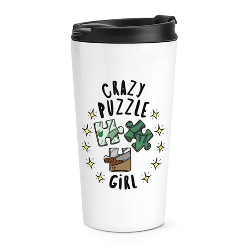Crazy Puzzle Girl Stars Travel Mug Cup Funny Joke Jigsaw Games Puzzler ...