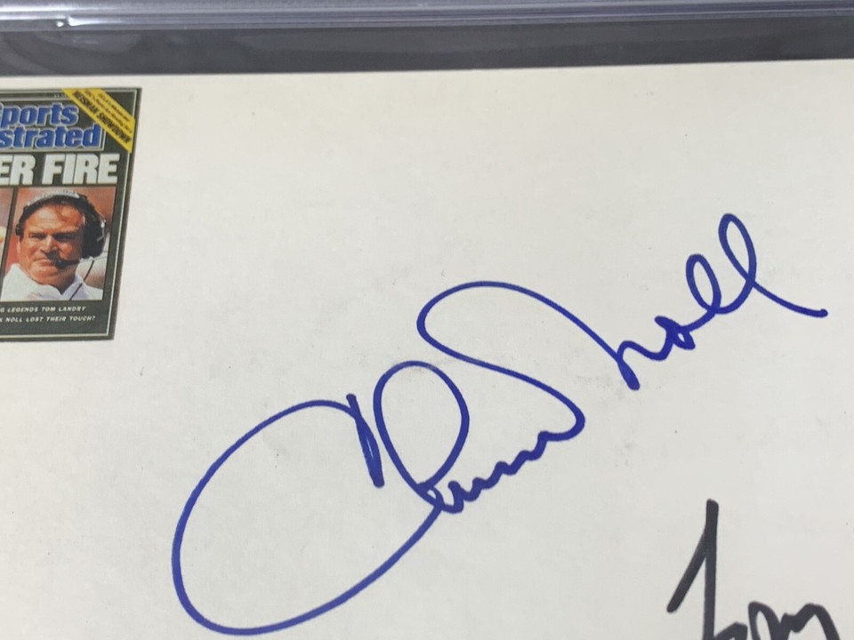 Tom Landry Cowboys & Chuck Noll Steelers NFL HOF Autograph PSA GRADE 9. ...