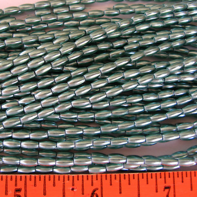 Sea Green Acrylic / Faux Pearl Style Oat/Rice Beads 3mm x 6mm 60 pieces ...