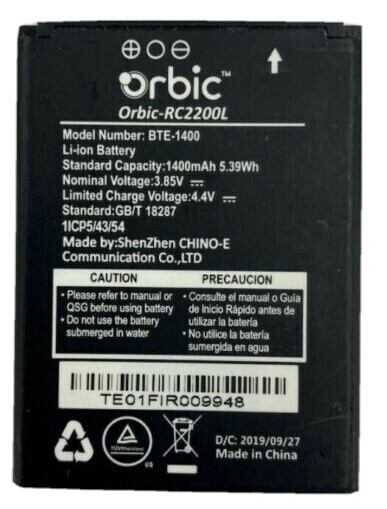 New OEM Original Battery BTE-1400 for Verizon Orbic Journey V RC2200L ...