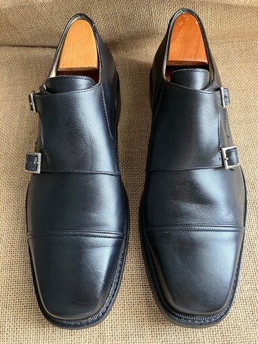 Paraboot Men's Black Leather Double Monk Strap Shoes Size UK 7.5 || US ...