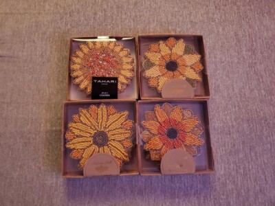 Sunflower Beaded Drink Coasters SELECT a set | eBay