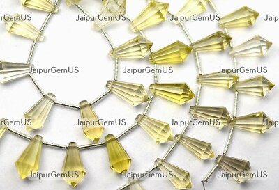 10 Pieces,100% Natural Lemon Quartz Faceted Fancy Cone Shape Beads ...