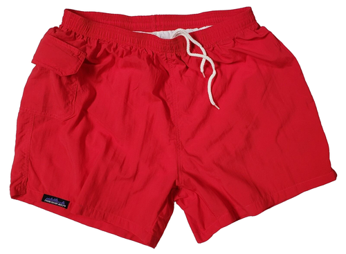 Nylon Lifeguard Swim Trunk 5" Side Pocket LARGE Red Mens Swimsuit ...