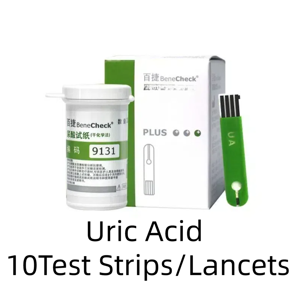 BeneCheck Uric Acid Monitor Meter Tester Blood Gout Test Strips Lancets ...
