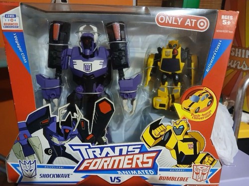 Transformers Animated The Battle Begins 2 Pack Shockwave vs Bumblebee ...