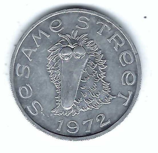 1972 SESAME STREET TV SHOW BIG BIRD DEVIL ANGEL GOOD BAD UGLY COIN ...
