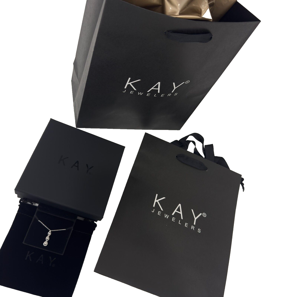Valentine's Day Kay Jewelers Diamond 3-Stone Necklace Sterling Silver ...