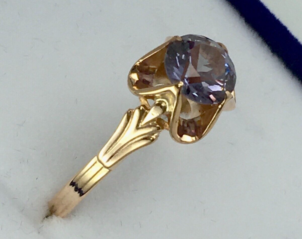 Vintage Original Soviet Rose Gold 583 14k Ring with Alexandrite 7.5 US ...